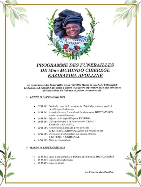 Programme des obsèques - Laprosperite